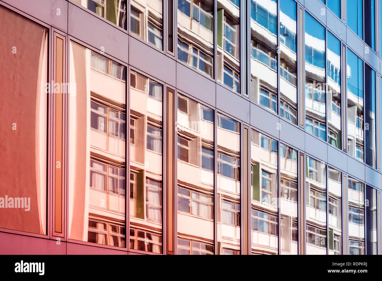 glass facade of modern office building , window reflection Stock Photo ...