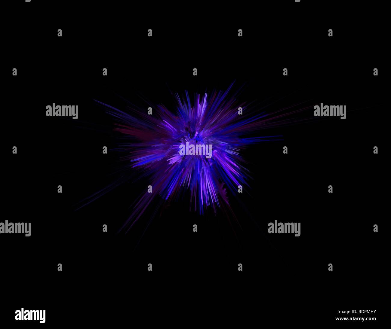 blue combustion and fire on black background, fractal rendered ...