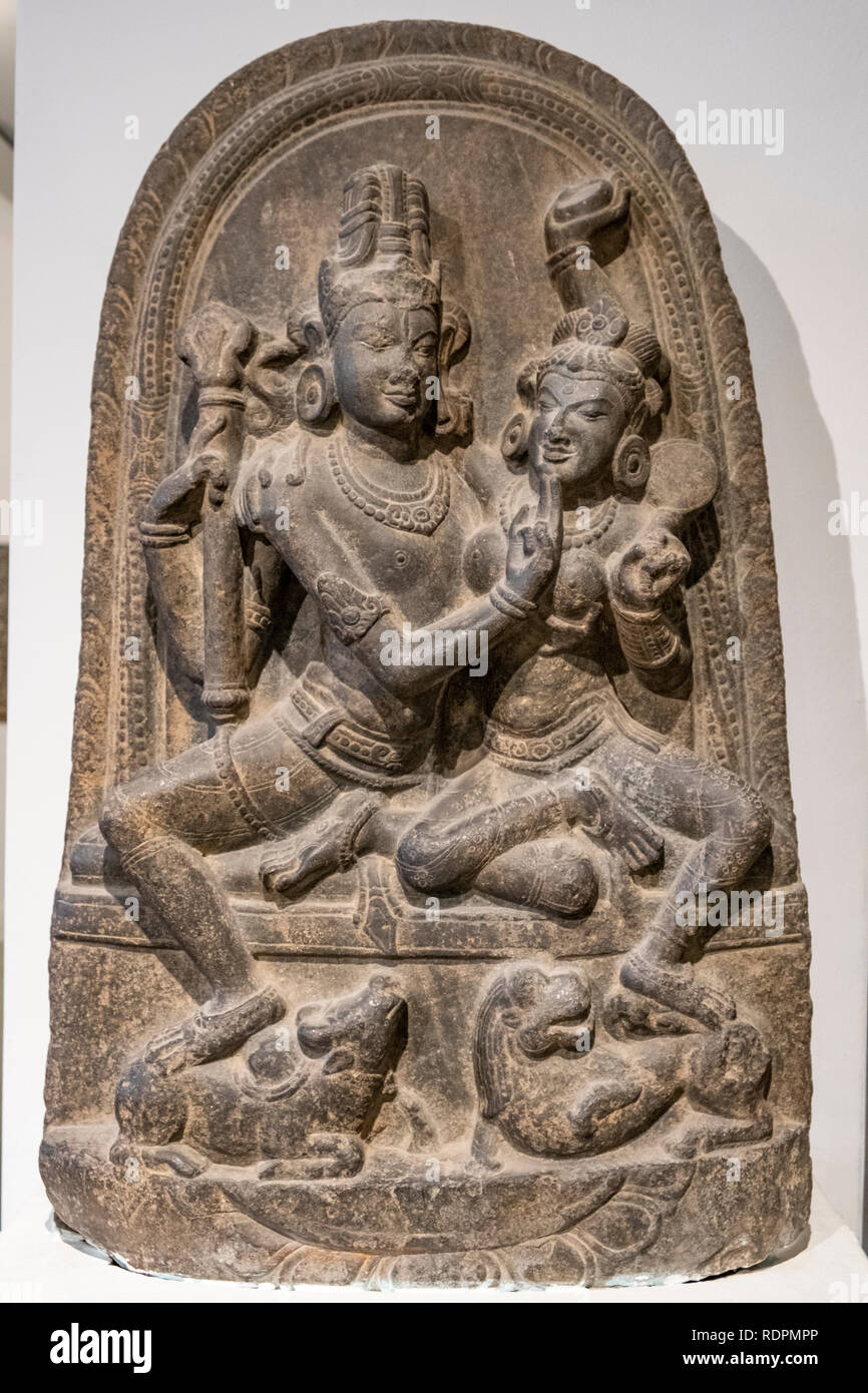 Uma-Maheshwara (Shiva and Parvati) 11th century. Pala, Bihar. 70 x 41 x ...
