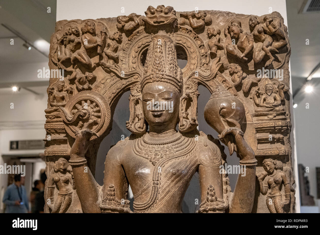 Vishnu with consorts. Eastern Ganga. 13th century, Konark. Orissa. 98 x ...