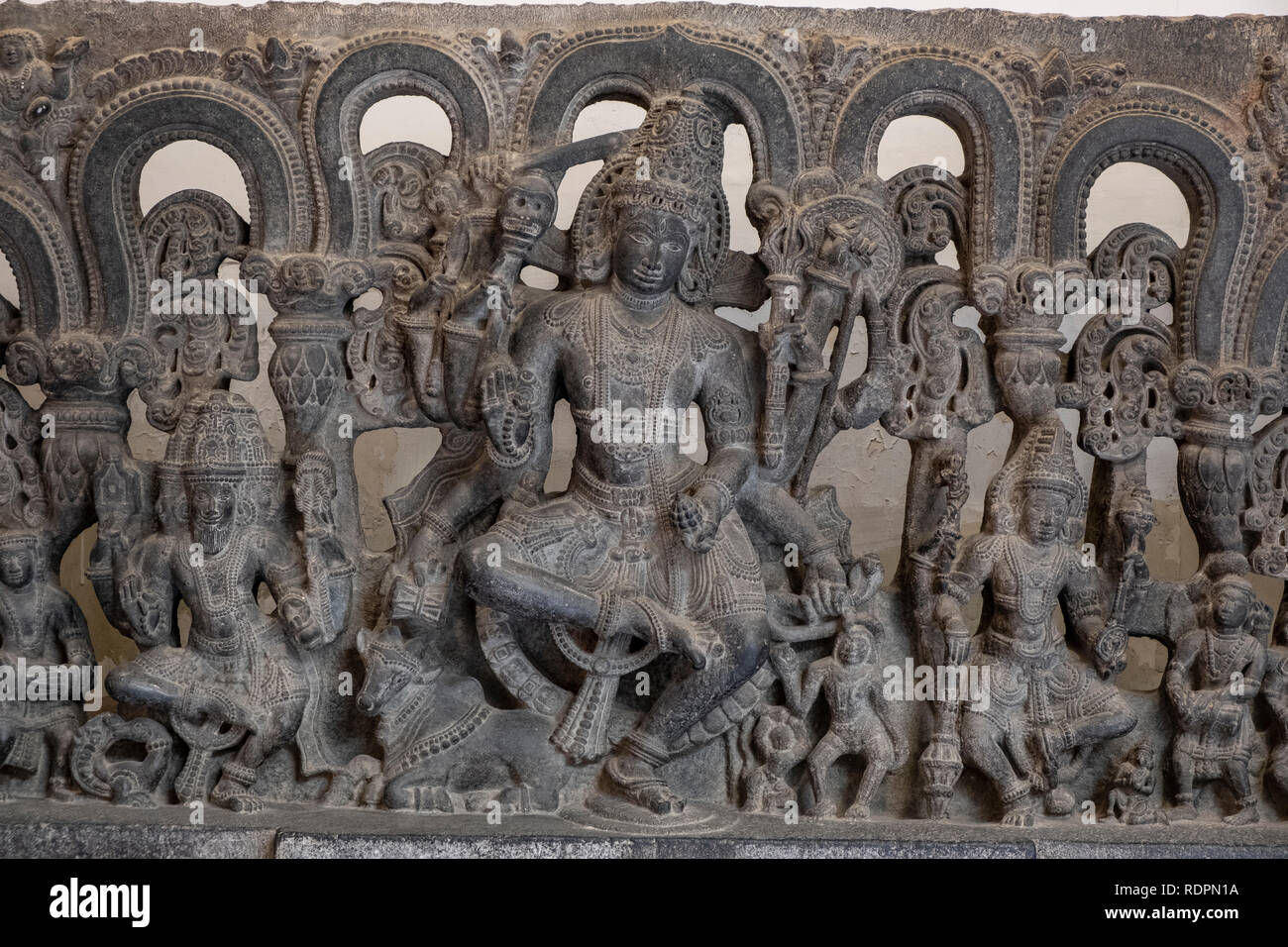 Lintel showing Trinity (Brahma, Shiva, and Vishnu). Kakatiya, 12th ...