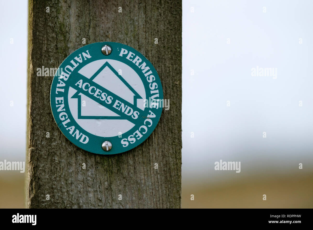 Natural England Permissive Access Ends Sign Stock Photo - Alamy