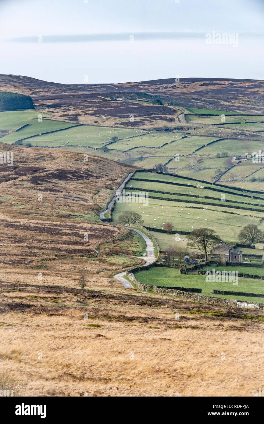 The Bronte Way, Pathway leading towards Top Withins on Haworth Moor ...