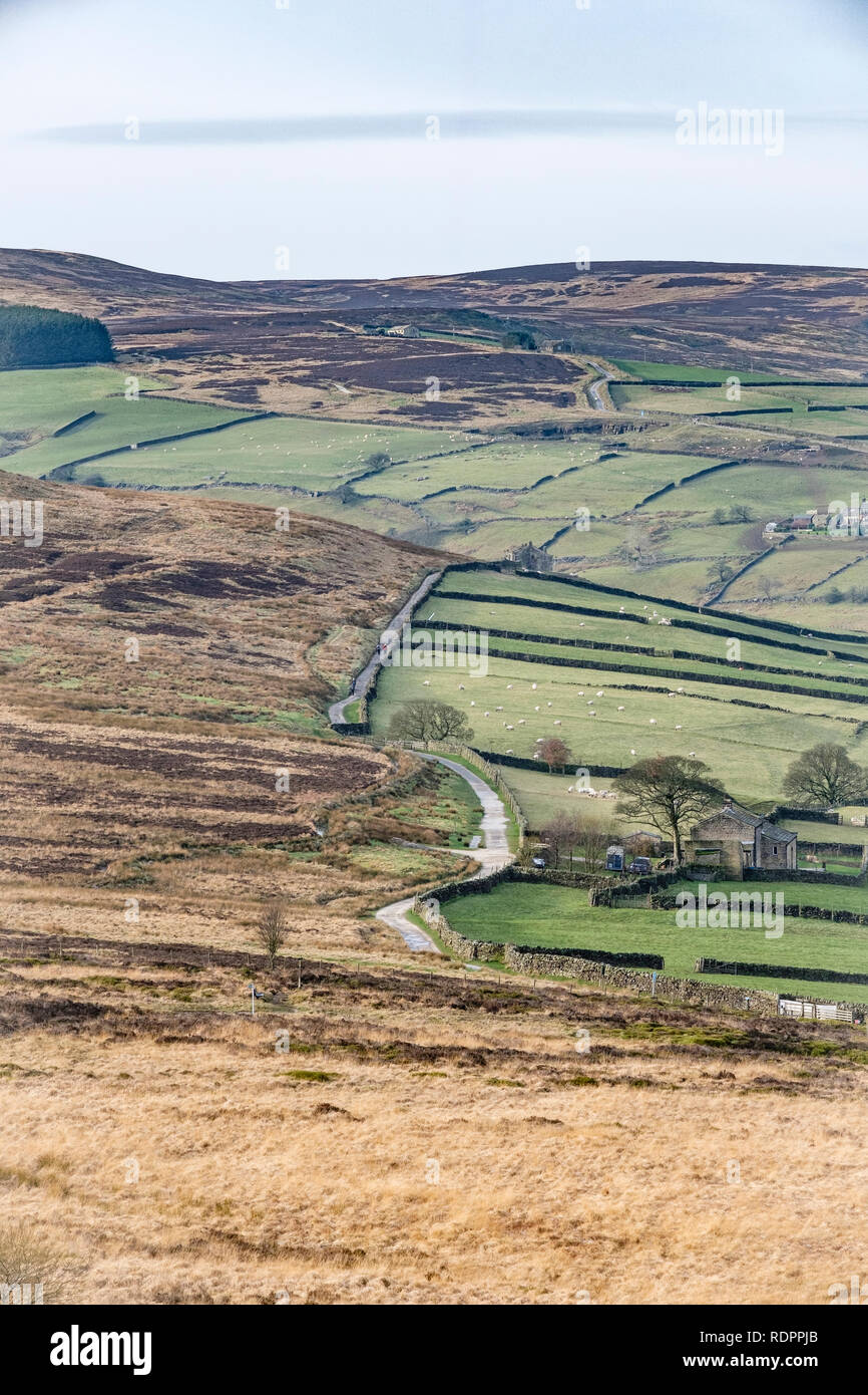 The Bronte Way, Pathway leading towards Top Withins on Haworth Moor ...