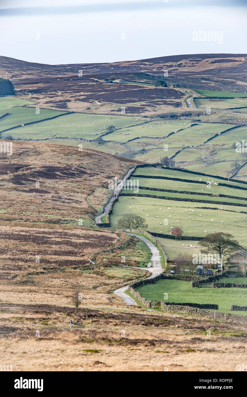 The Bronte Way, Pathway leading towards Top Withins on Haworth Moor ...