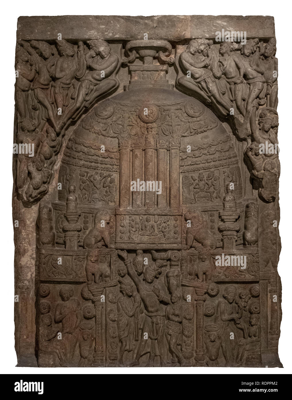 Adoration of Stupa. Ikshvaku. 3rd century AD. Nagarjunakonda, Andhra ...