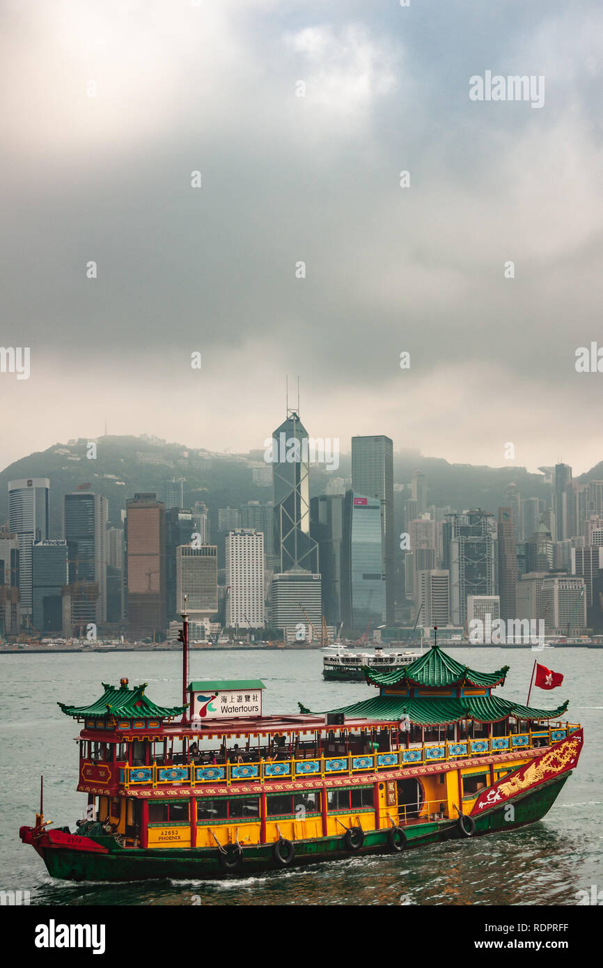 Hong Kong Island, China - May 12, 2010: Upfront colorful traditional ...