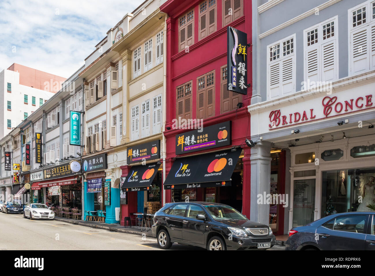 Singapore - 26th December 2018: Typical shophouses on Liang Seah Street ...