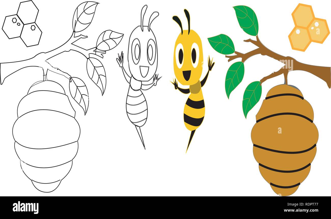 Cartoon cute bee mascot series.Beautiful cute bee. Cartoon cute bee ...