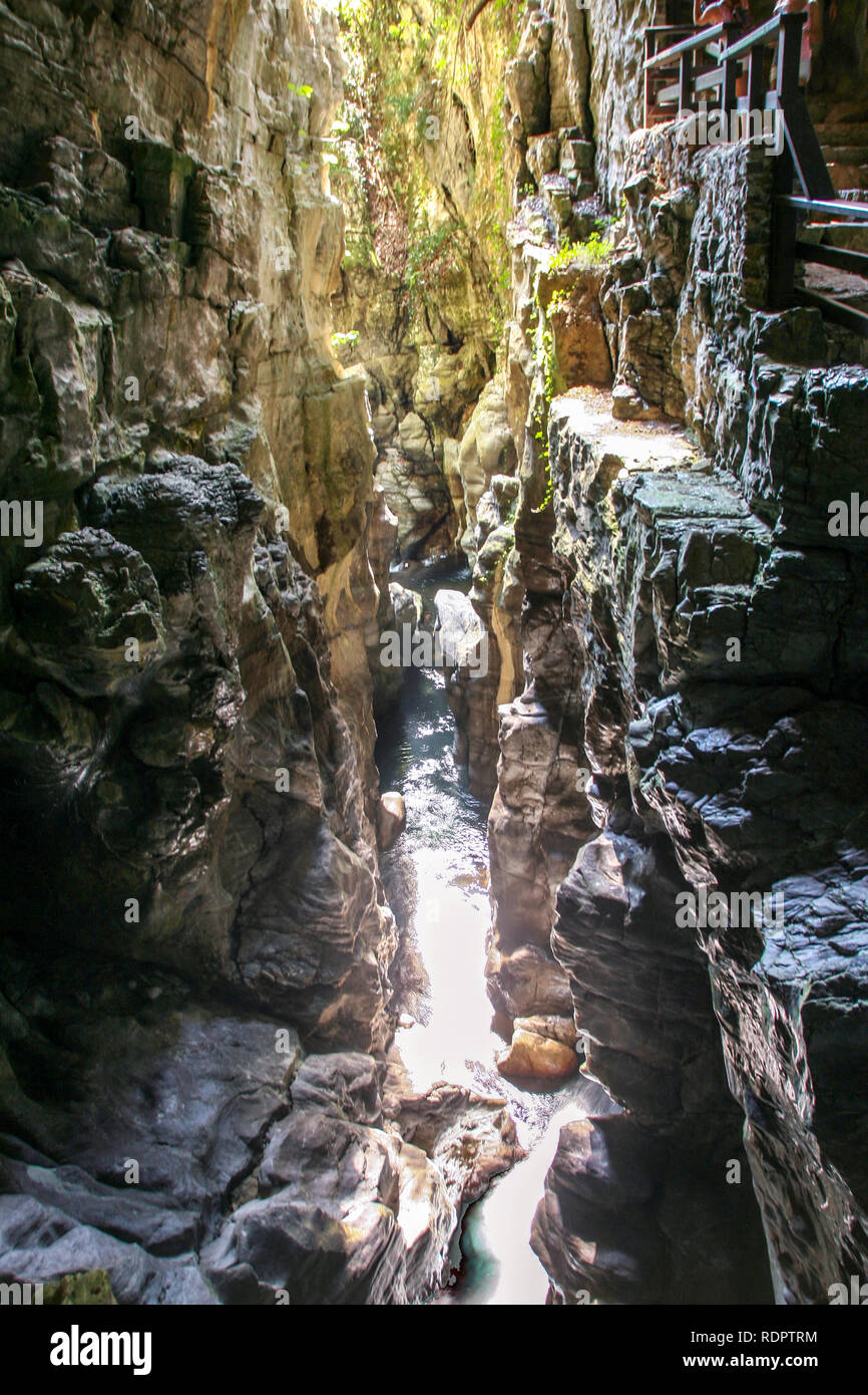 the narrow cave and gorges of the river Bussento resurgence, a natural ...