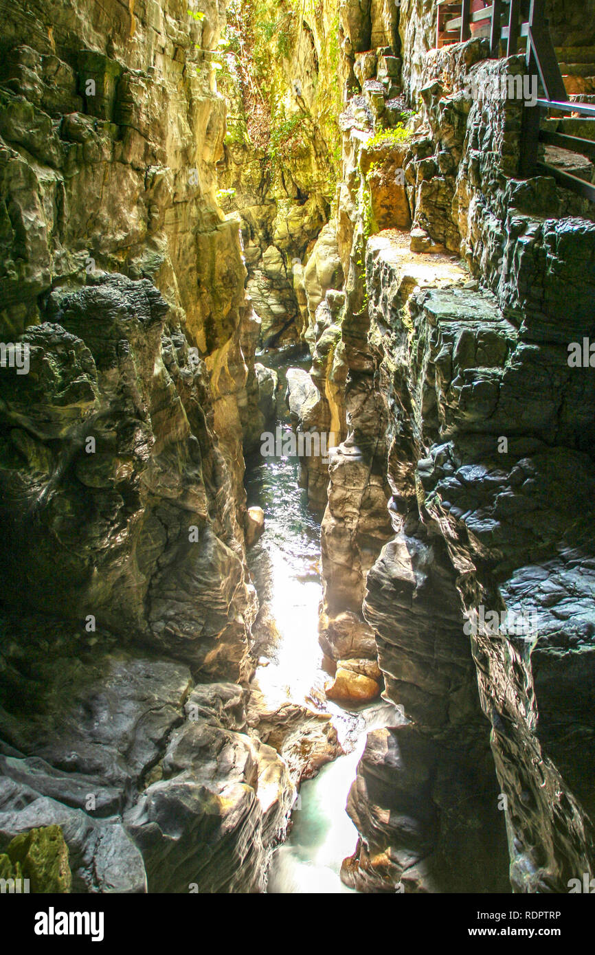 the narrow cave and gorges of the river Bussento resurgence, a natural ...