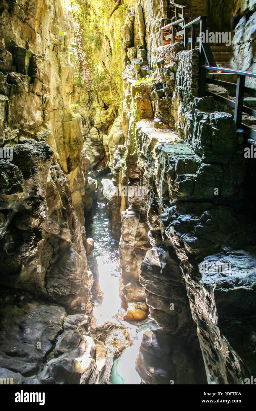 the narrow cave and gorges of the river Bussento resurgence, a natural ...