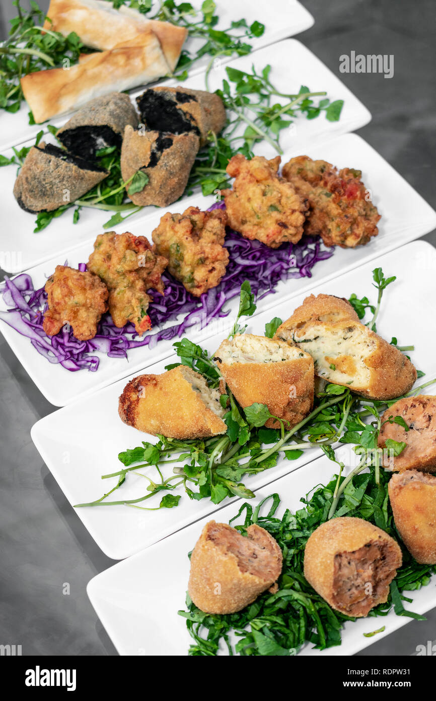 selection of traditional portuguese tapas snacks on lisbon restaurant ...