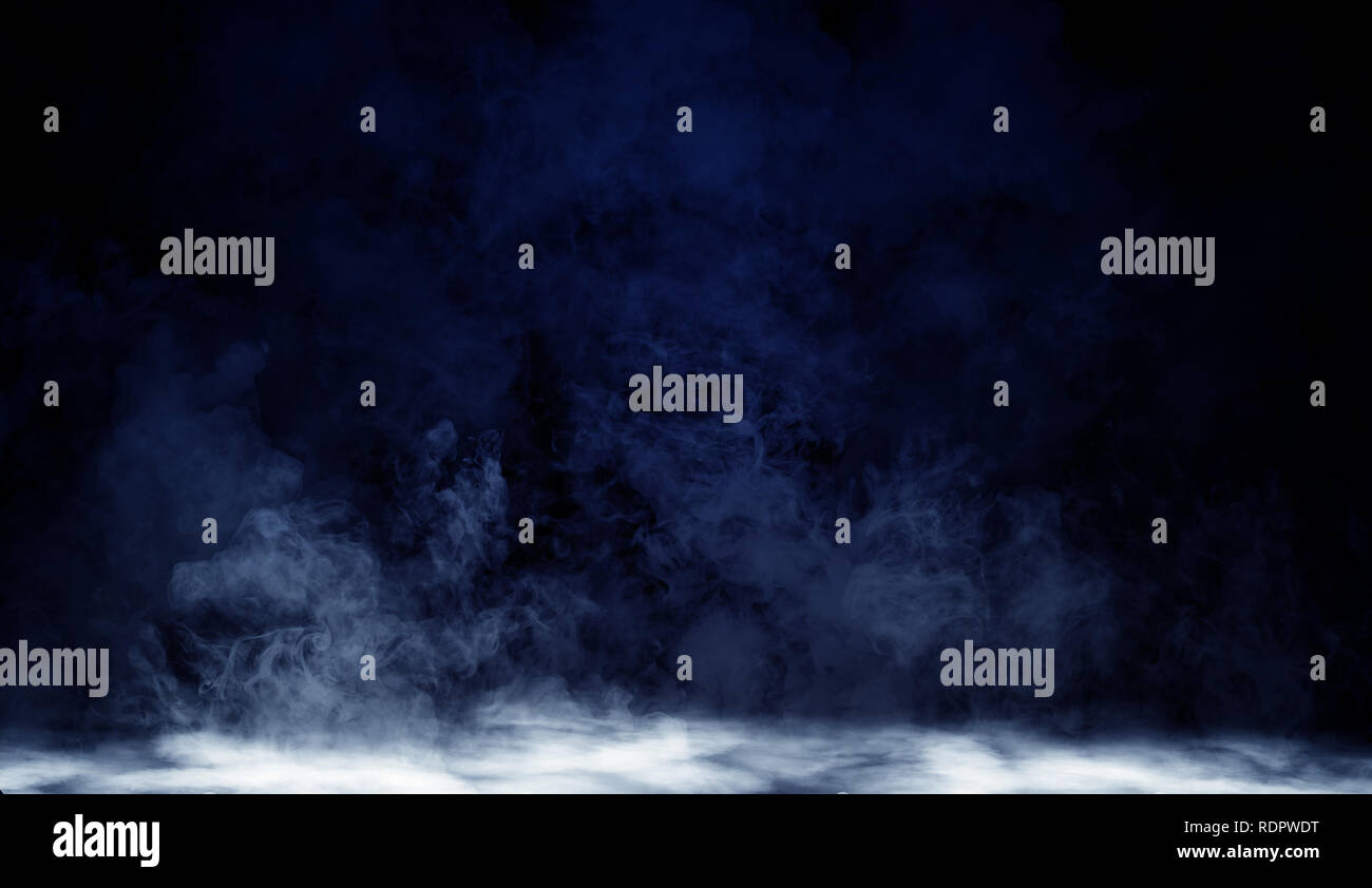 Blue fog or smoke isolated special effect on the floor. White ...