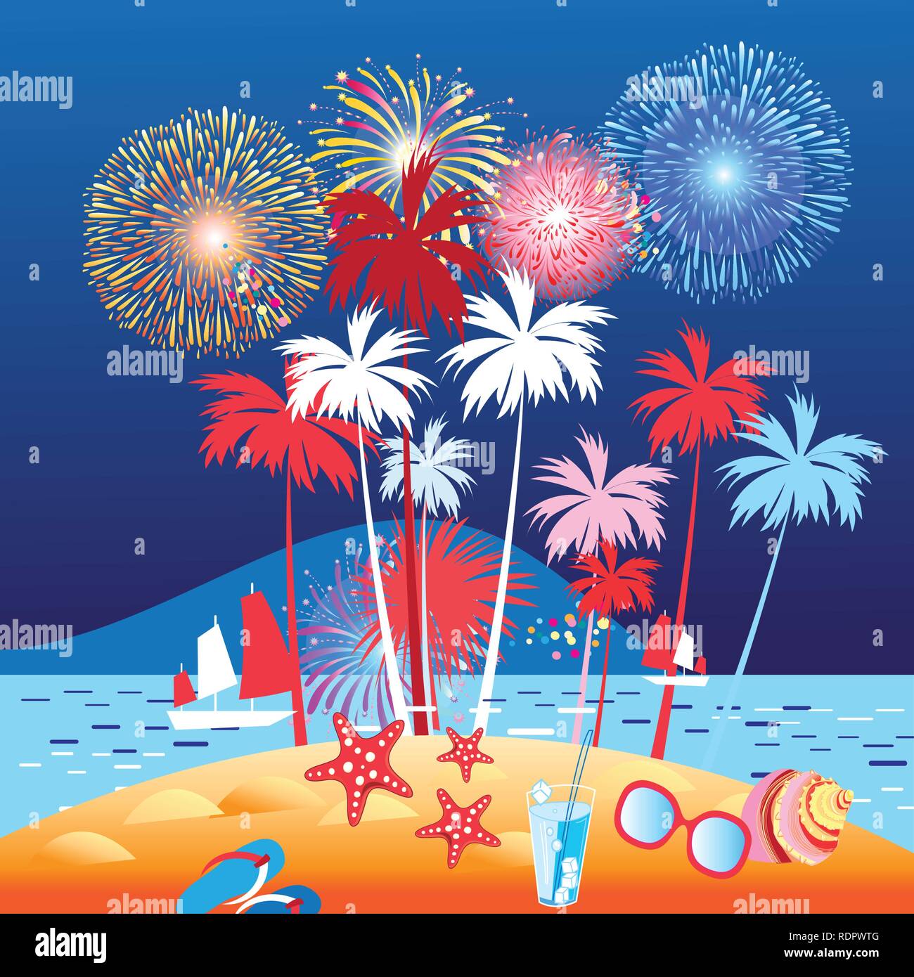 Palm trees on background mountains Stock Vector Images - Alamy