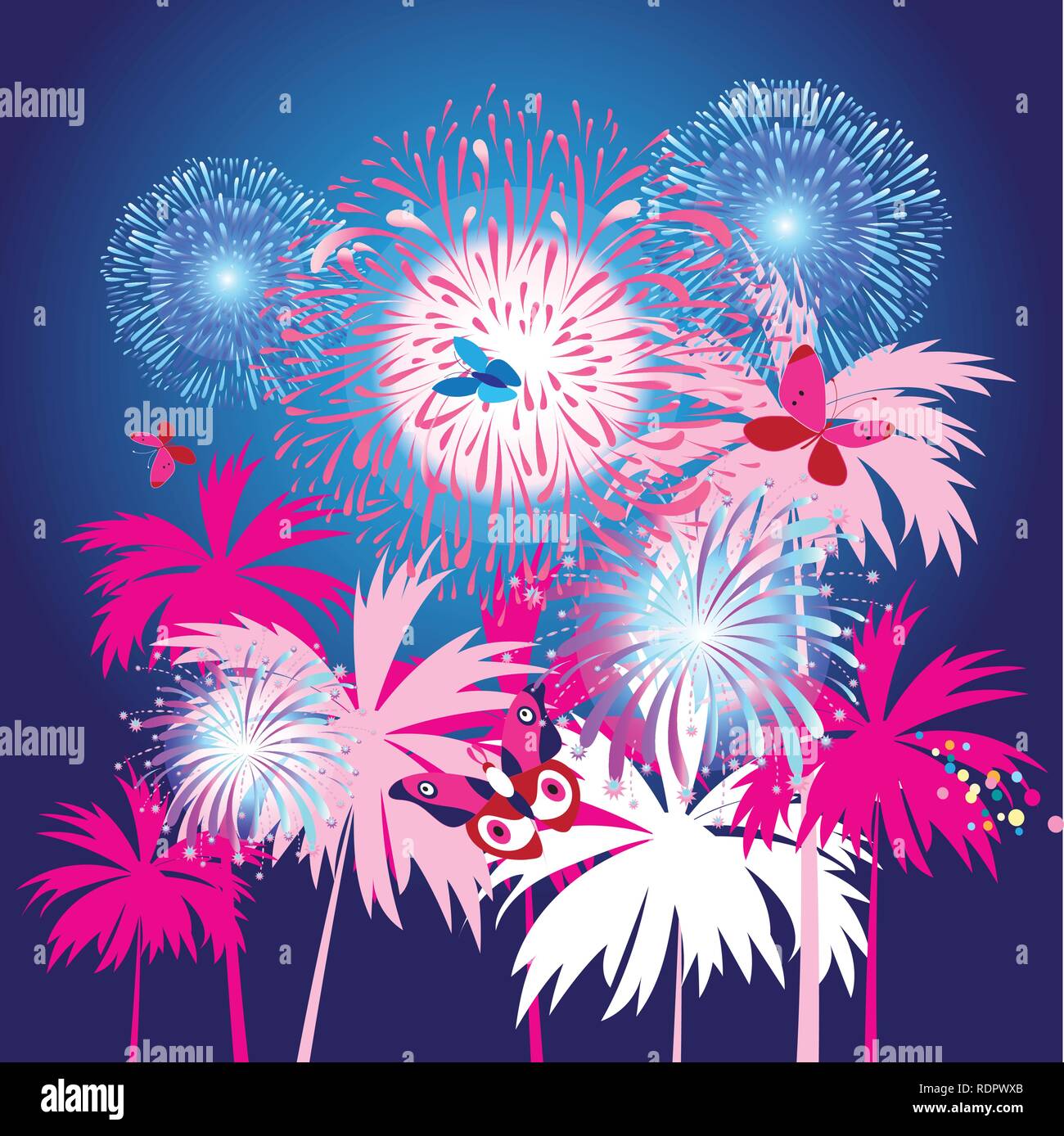 Palm trees on background mountains Stock Vector Images - Alamy