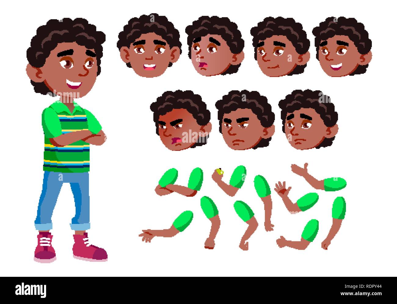 Black, Afro American Boy, Child, Kid, Teen Vector. Joy. Comic. Face ...