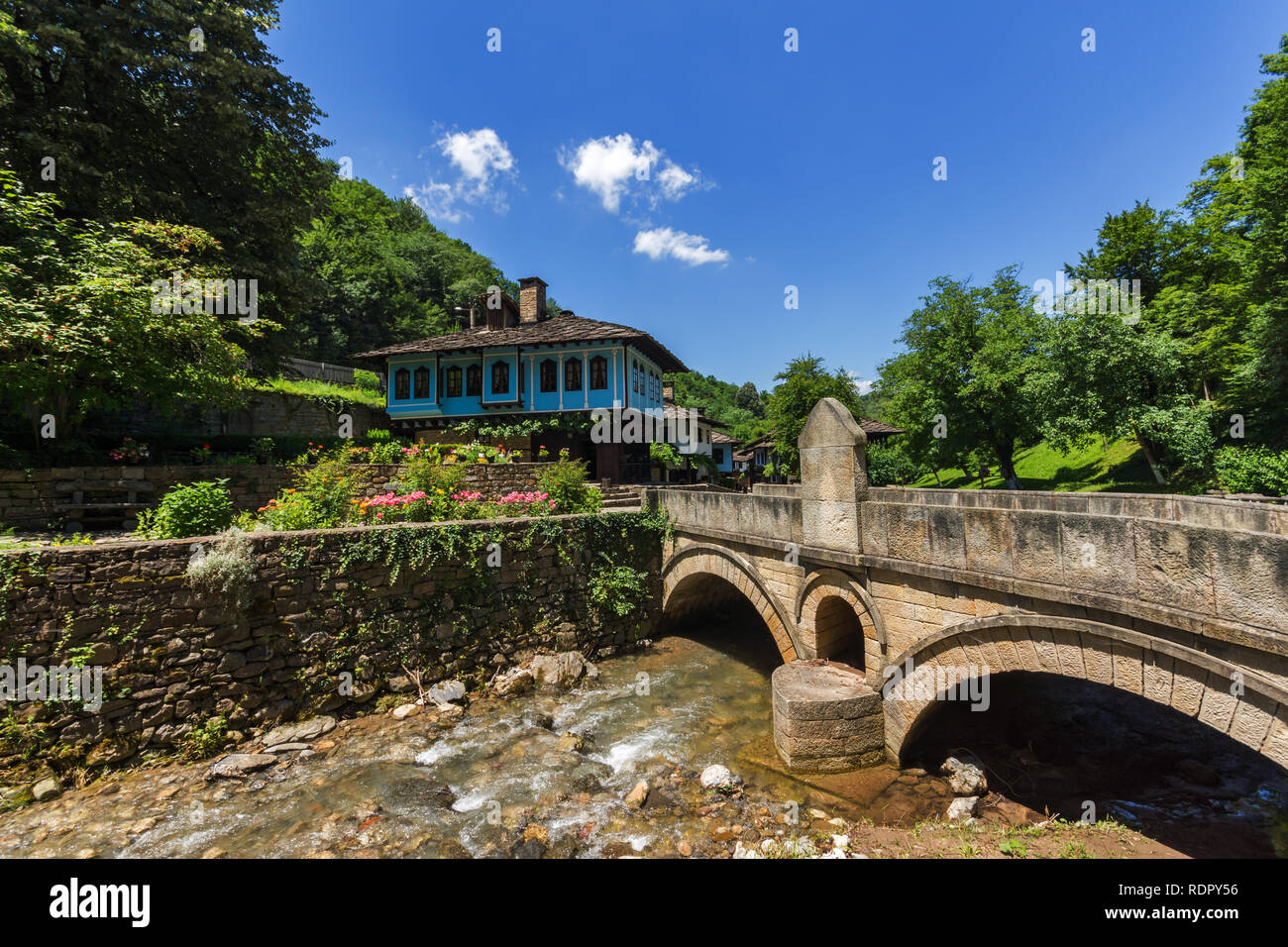 ETAR, GABROVO, BULGARIA- JULY 6, 2018: Old house in Ethno village Etar ...