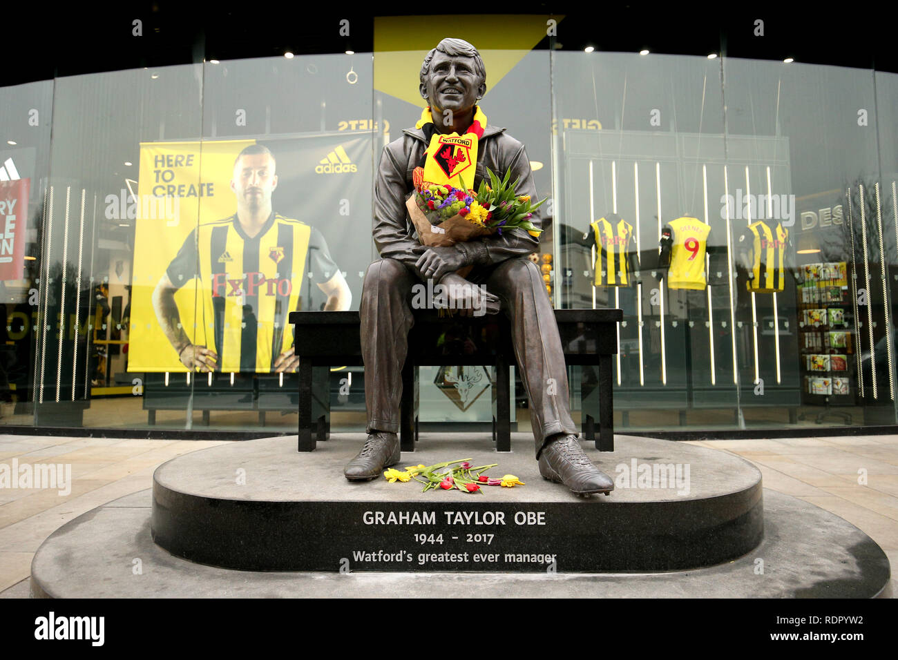 The Graham Taylor statue outside the ground before the Premier League ...