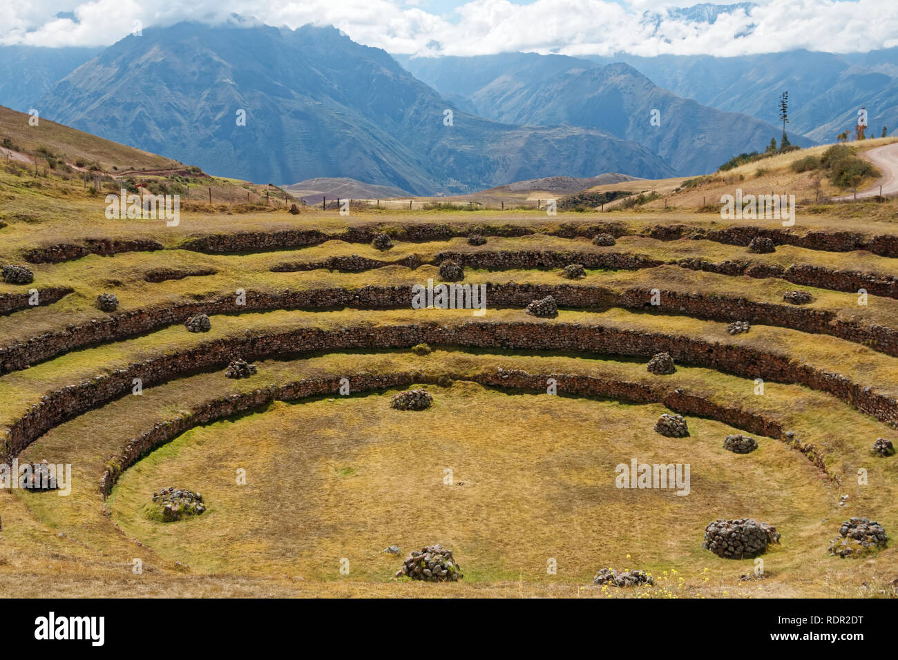 Round Inca terraces in Moray, Peru for experimental farming Stock Photo ...
