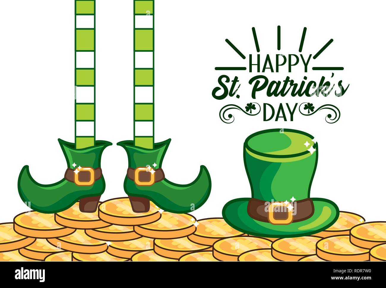 st patrick legs with boots and hat with gold coins Stock Vector Image ...