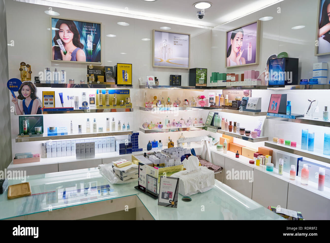 SEOUL, SOUTH KOREA - CIRCA MAY, 2017: goods on display at cosmetics ...