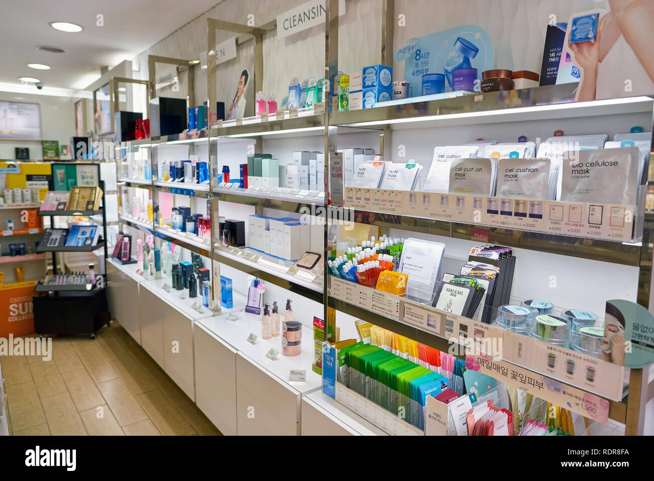 SEOUL, SOUTH KOREA - CIRCA MAY, 2017: goods on display at cosmetics ...