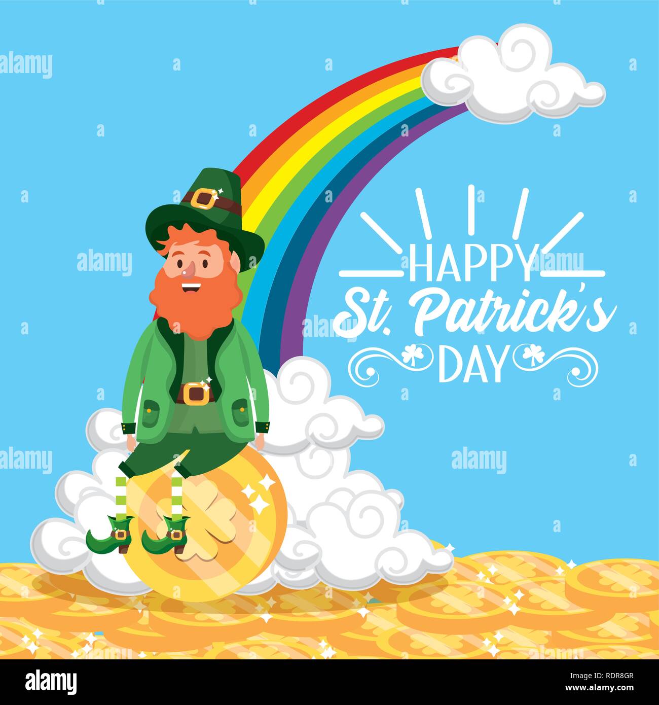 st patrick man with rainbow and gold coins Stock Vector Image & Art - Alamy