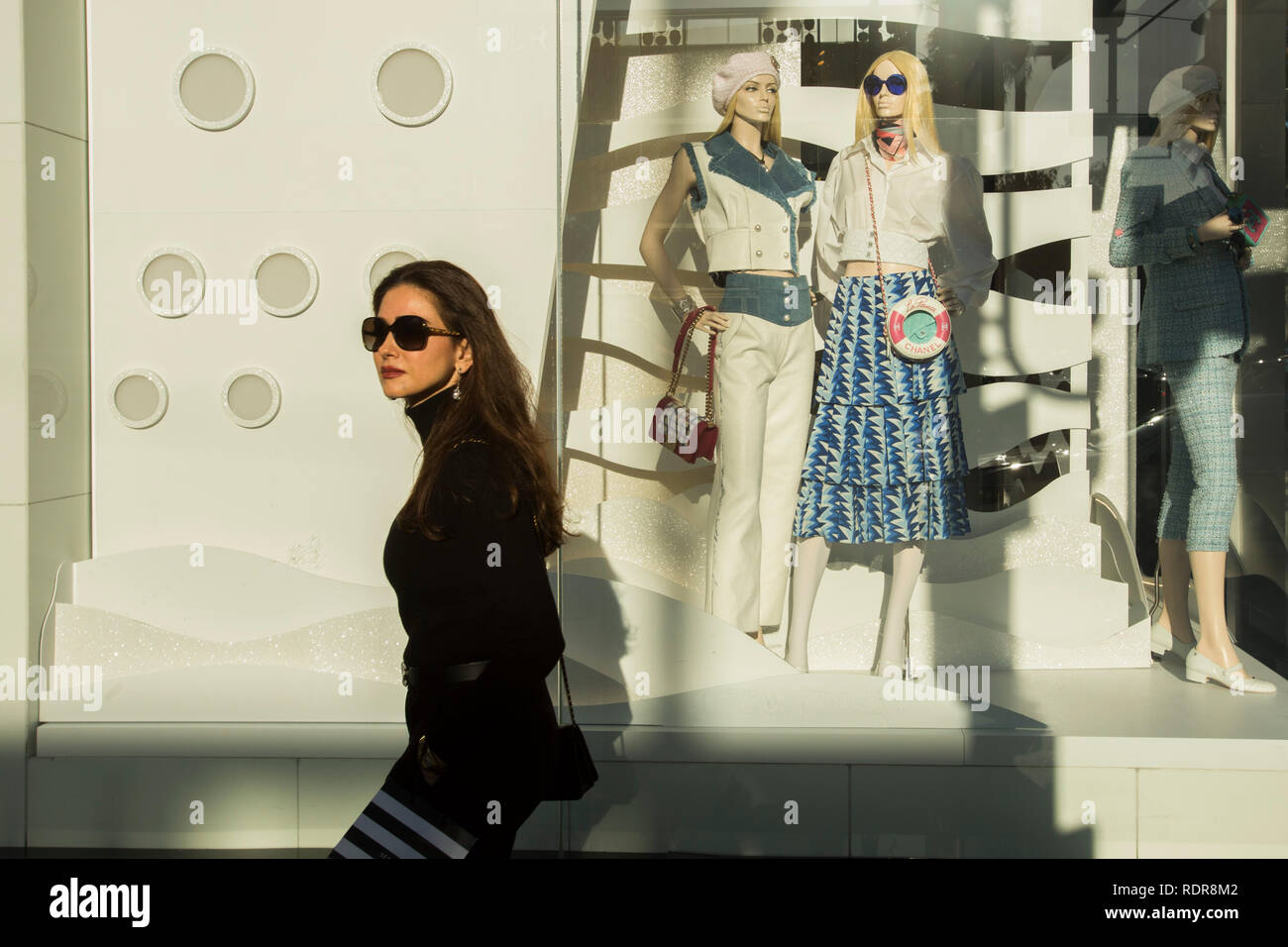 Walking by the Chanel display, Beverly Hills, Los Angeles, California ...