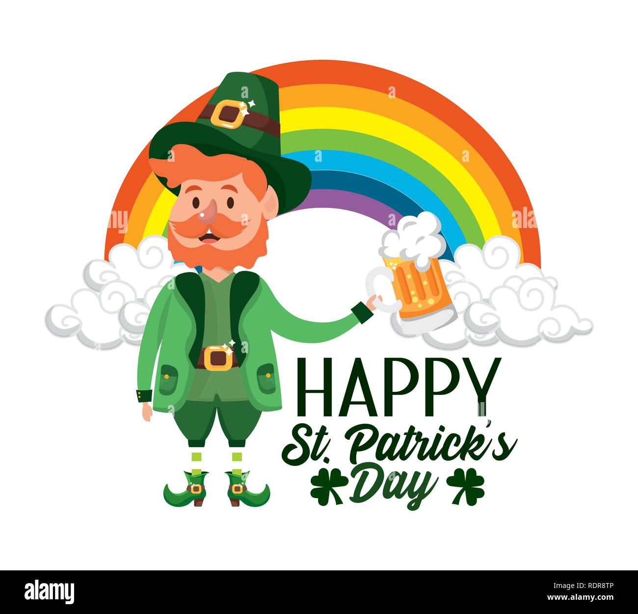st patrick man with beer glass and rainbow Stock Vector Image & Art - Alamy