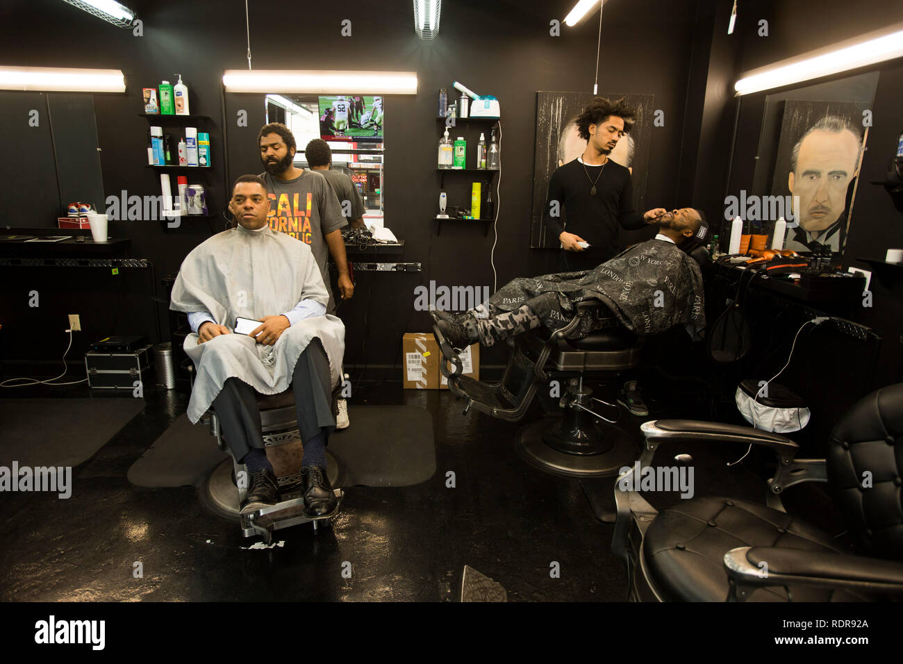 Barber shop, 7th Street, downtown Los Angeles, California, USA Stock ...