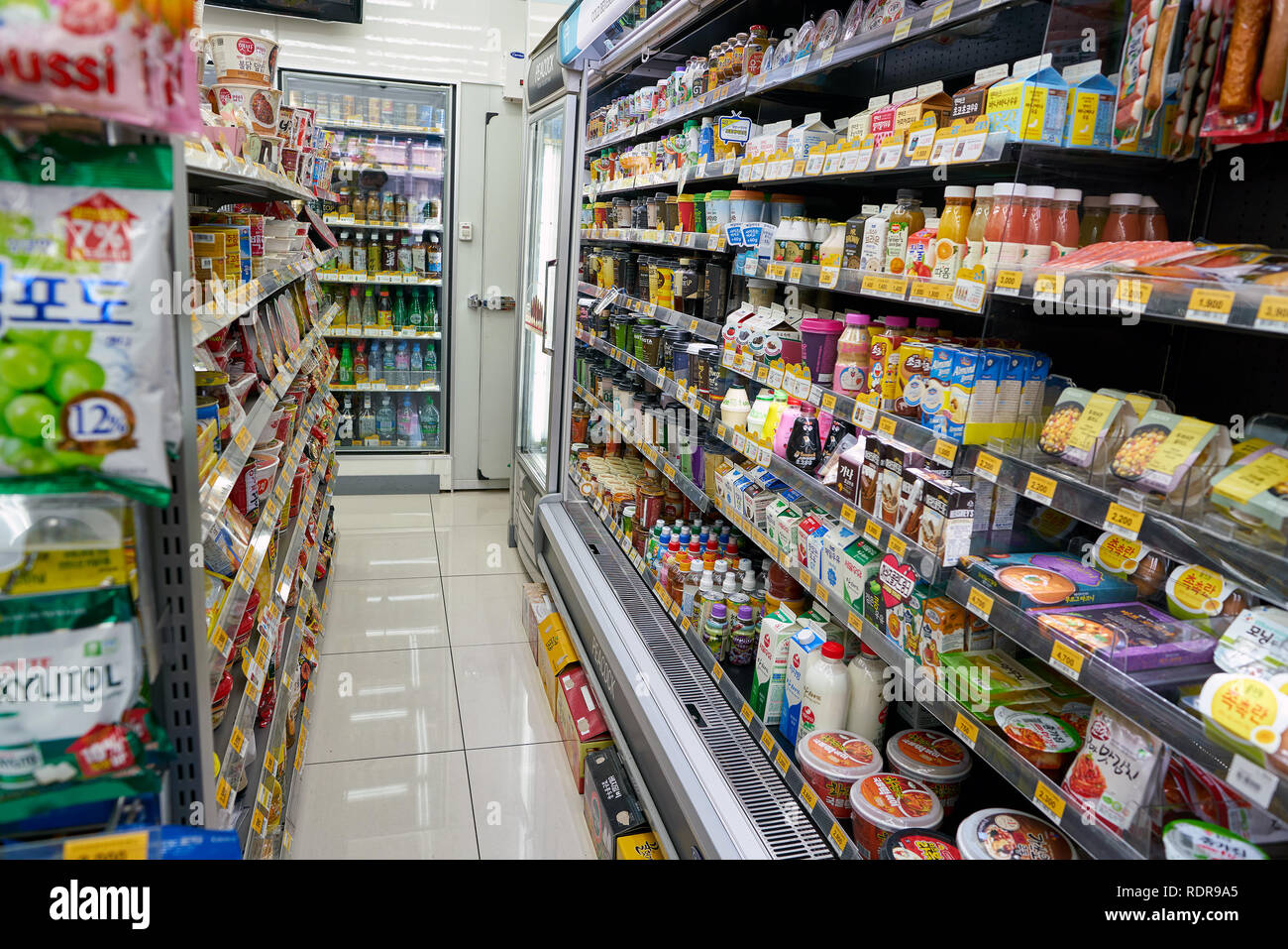 SEOUL, SOUTH KOREA - CIRCA MAY, 2017: inside a convenience store in ...