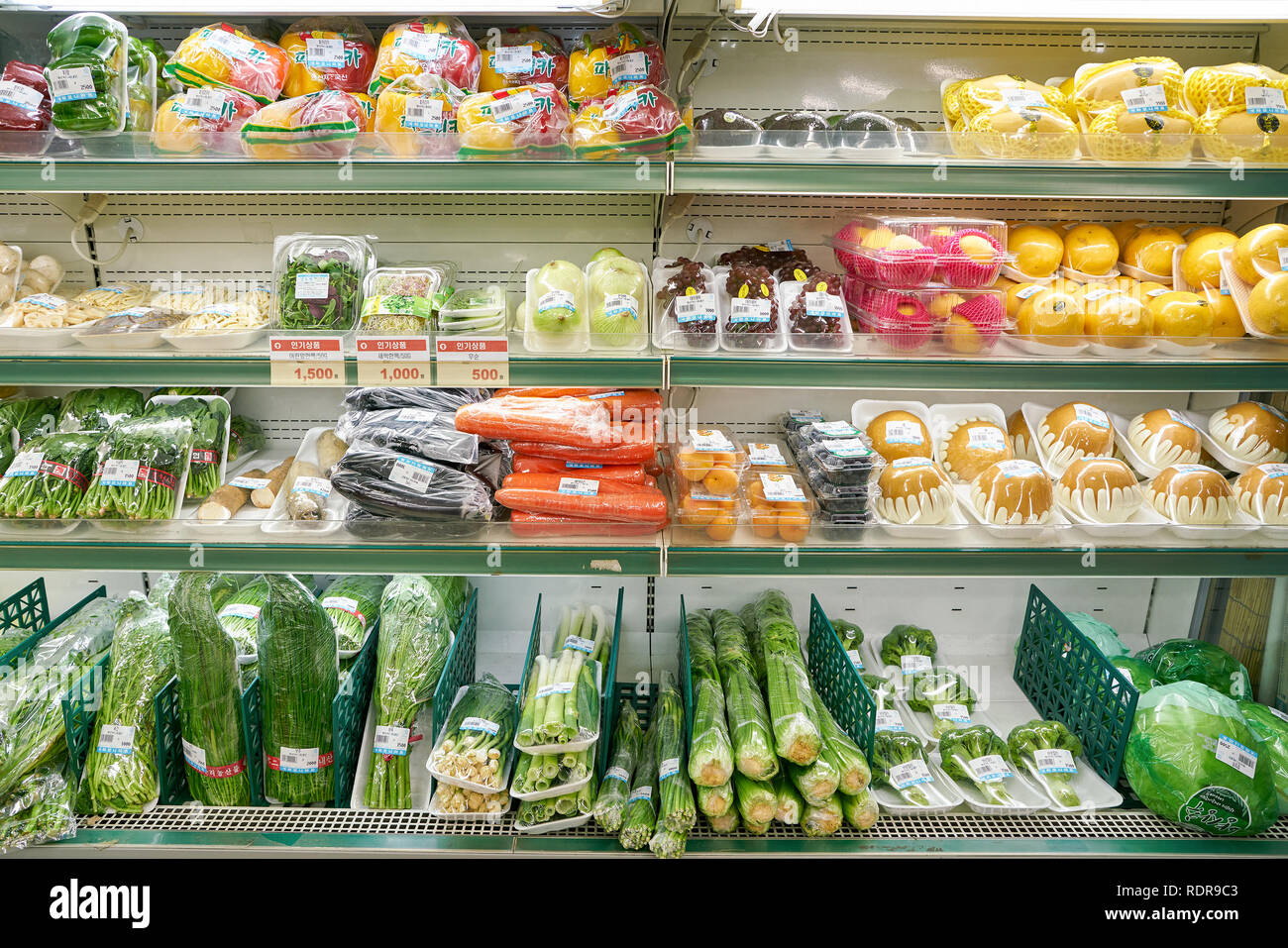 SEOUL, SOUTH KOREA - CIRCA MAY, 2017: inside a grocery store in Seoul ...