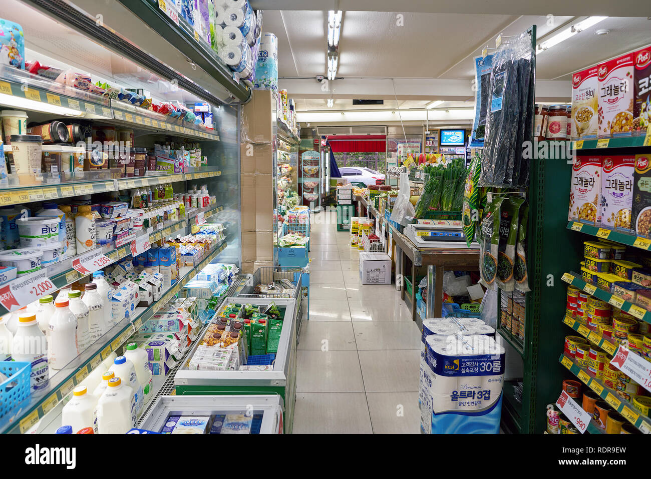 SEOUL, SOUTH KOREA - CIRCA MAY, 2017: inside a grocery store in Seoul ...