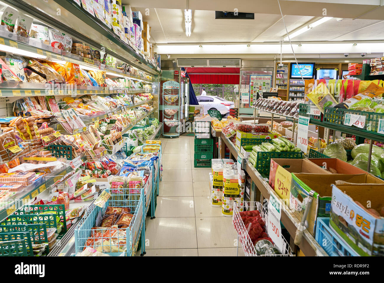 SEOUL, SOUTH KOREA - CIRCA MAY, 2017: inside a grocery store in Seoul ...