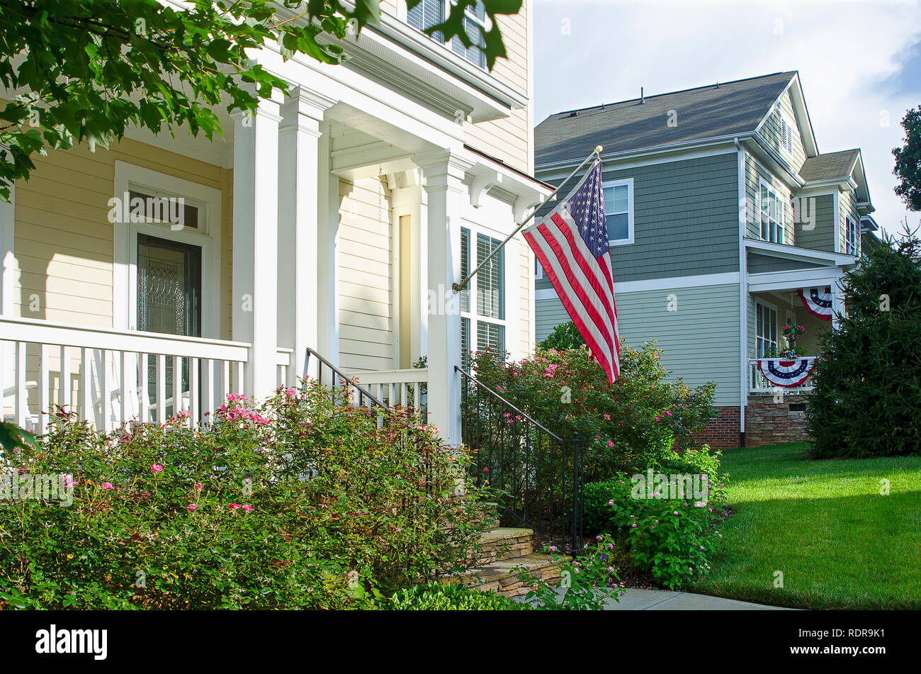 House Decorated for the Fourth of July Stock Photo - Alamy