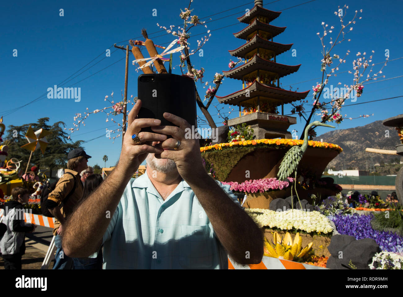 Rose Parade Float viewing on January 2, 2019. Pasadena, California, USA ...
