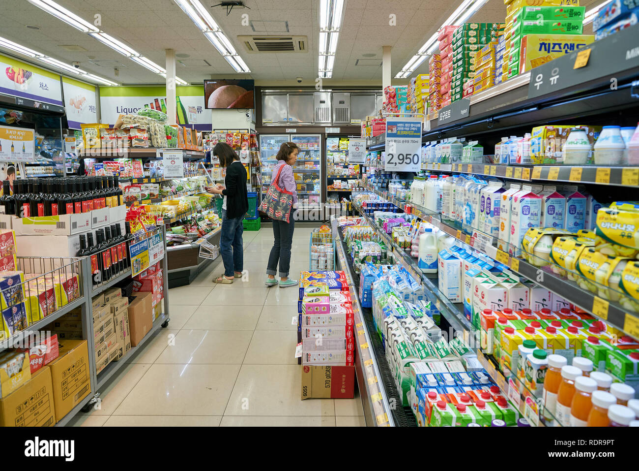 SEOUL, SOUTH KOREA - CIRCA MAY, 2017: inside a grocery store in Seoul ...