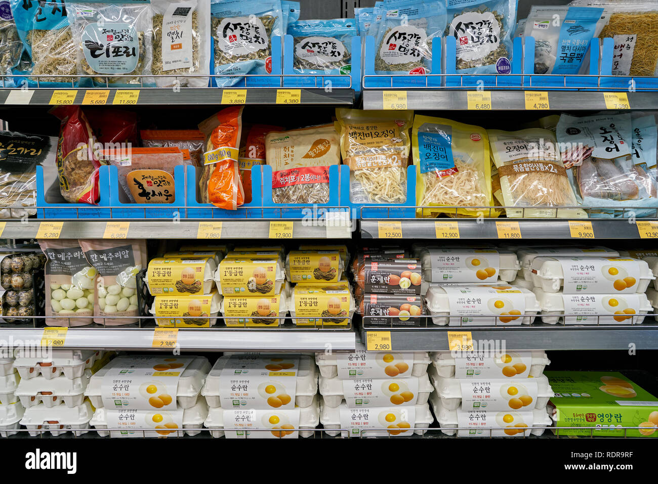 SEOUL, SOUTH KOREA - CIRCA MAY, 2017: inside a grocery store in Seoul ...