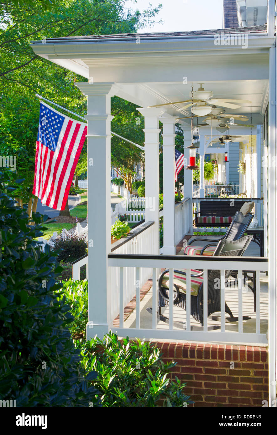 Patriotic Neighborhood with American Flags Stock Photo - Alamy