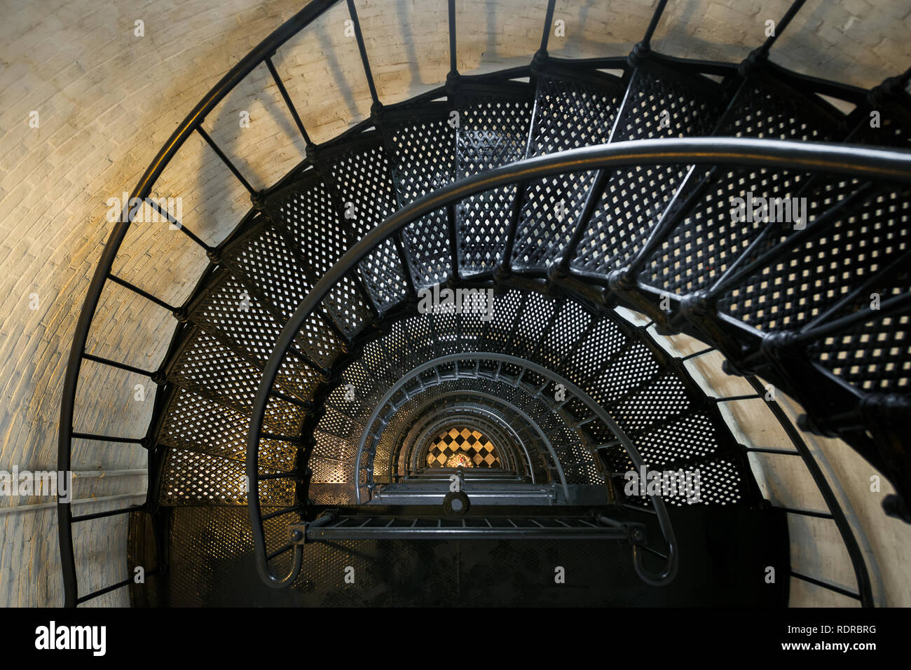 Spiral staircase inside the historic St. Augustine Lighthouse (opened ...