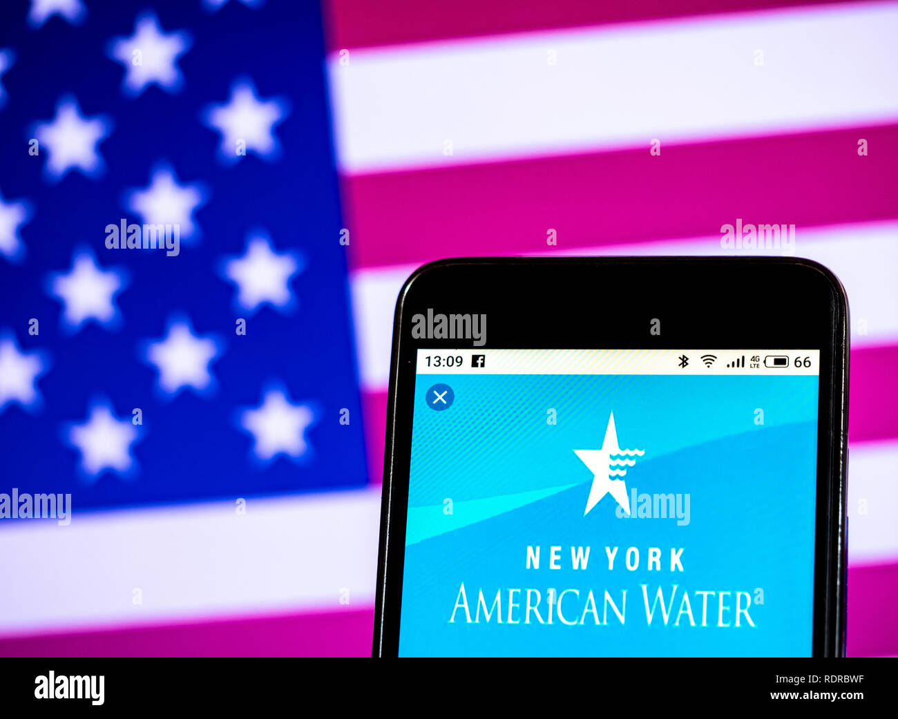 American Water Public utility company logo seen displayed on smart ...