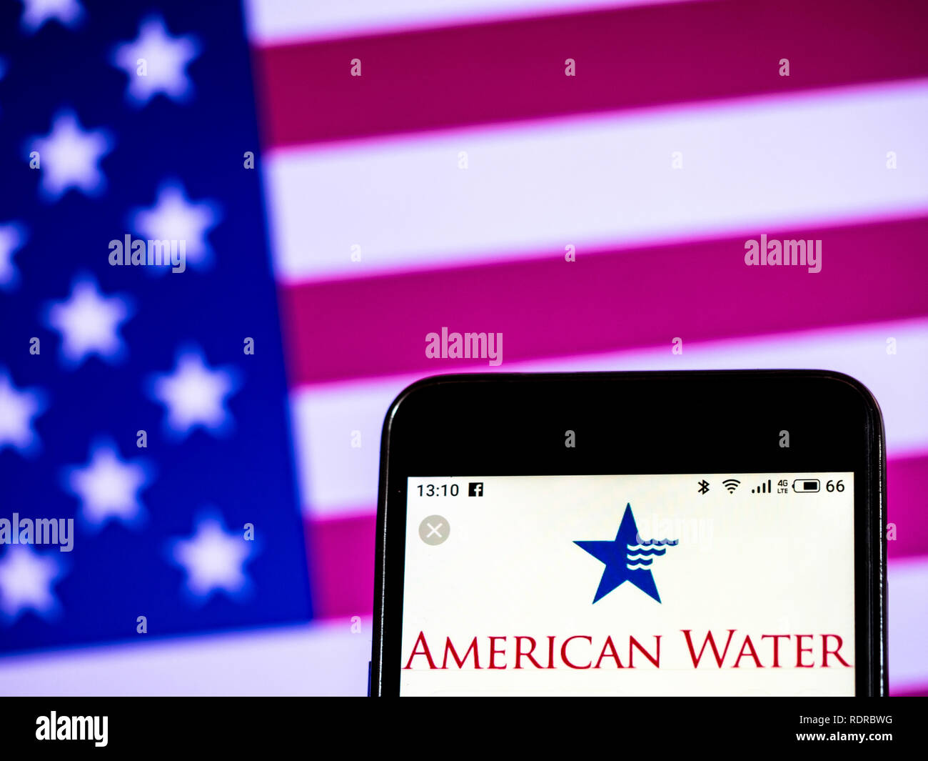 American Water Public utility company logo seen displayed on smart ...