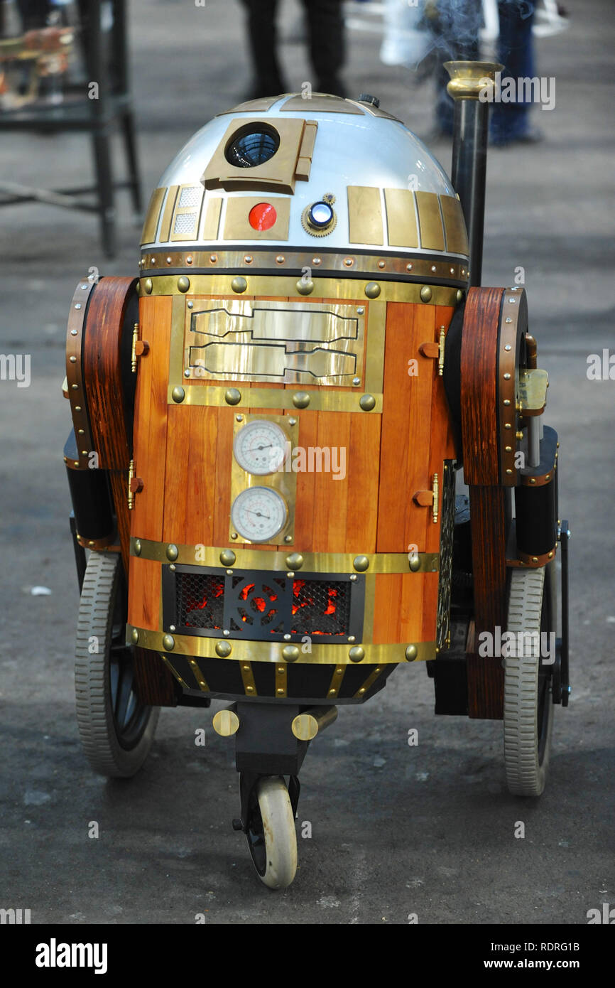 Alexandra Palace, London, UK. 18th Jan 2019. A steampunk version of R2 ...