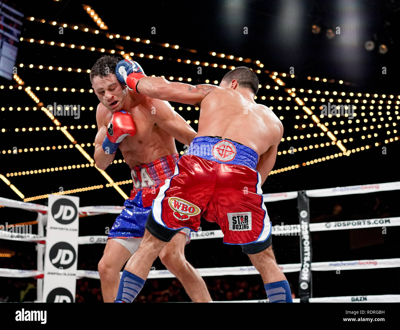 New York, New York, USA. 18th Jan, 2019. CHRIS ALGIERI (blue, red, and ...