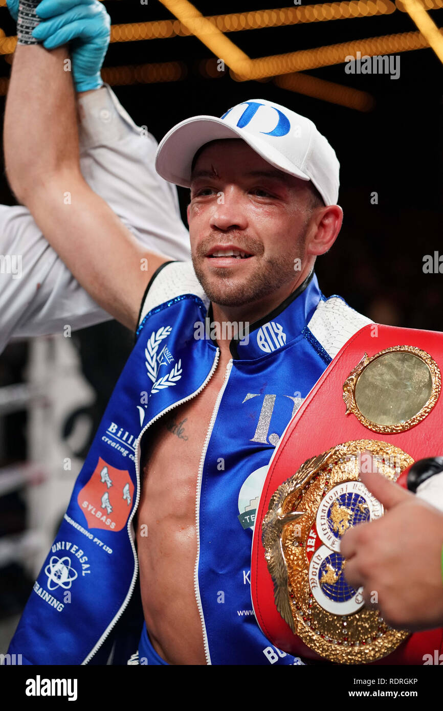 New York, New York, USA. 18th Jan, 2019. TJ DOHENY poses after ...