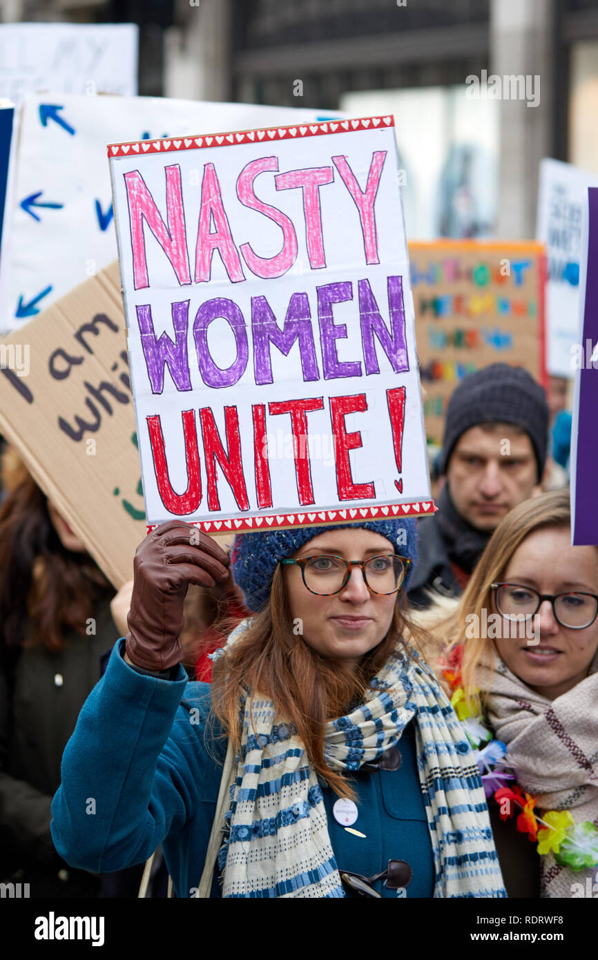 London, UK. - Jan 19, 2019: A placard displayed by a protestor during ...
