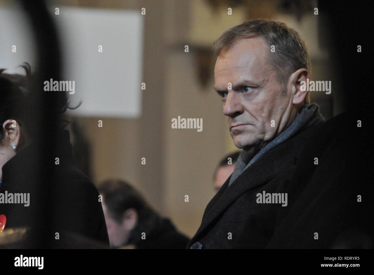 Donald Tusk. Funaral mass in memory of late mayor of Gdansk Pawel ...