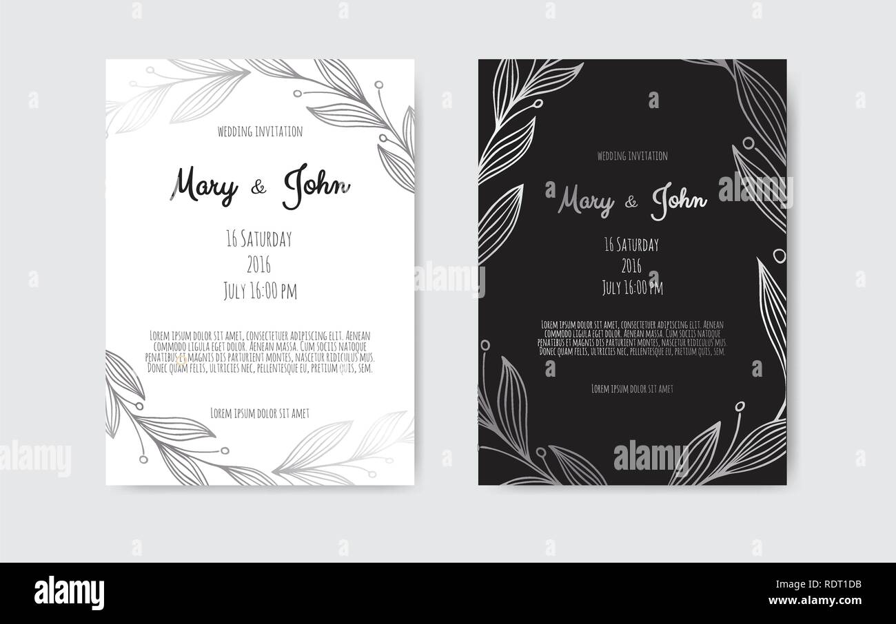 Silver Vector invitation with floral elements. Great for invitation ...