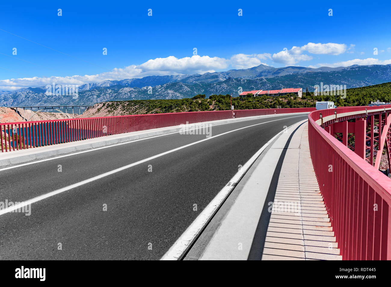 Red Iron Road Bridge over the river. Zadar, Croatia Stock Photo - Alamy
